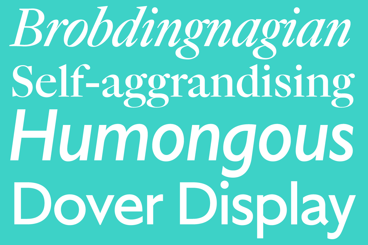 Dover Display · Tiny Type, typefaces for all sorts of cases